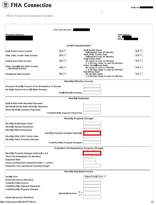 FHA Connection Financial Assessment for Link
