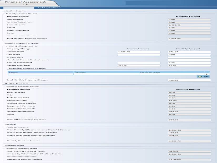 FHA Connection Financial Assessment for Link