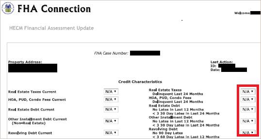 FHA Connection Financial Assessment for Link